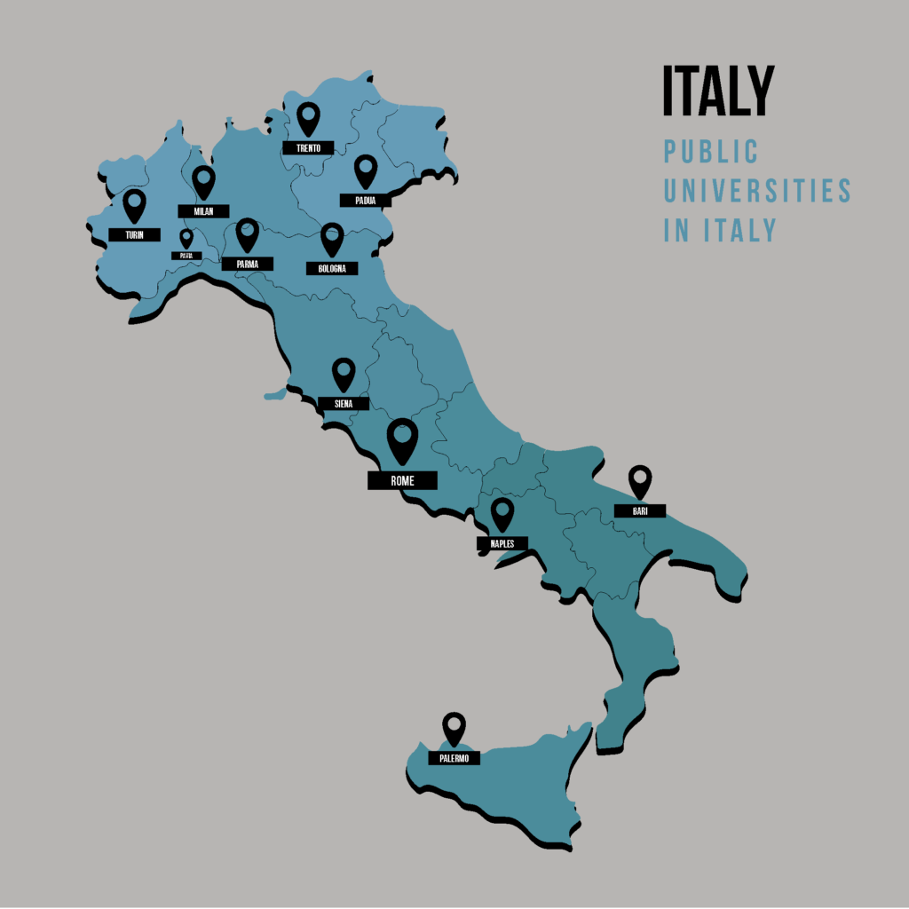 Italy-university-map | Avicenna International College | Study in Europe